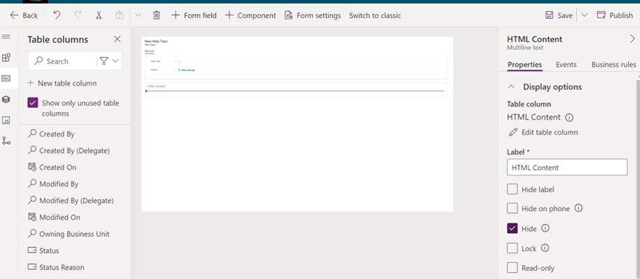 How to Use the Power Apps Portals Portal Management App HTML Editing Control for Custom HTML Fields